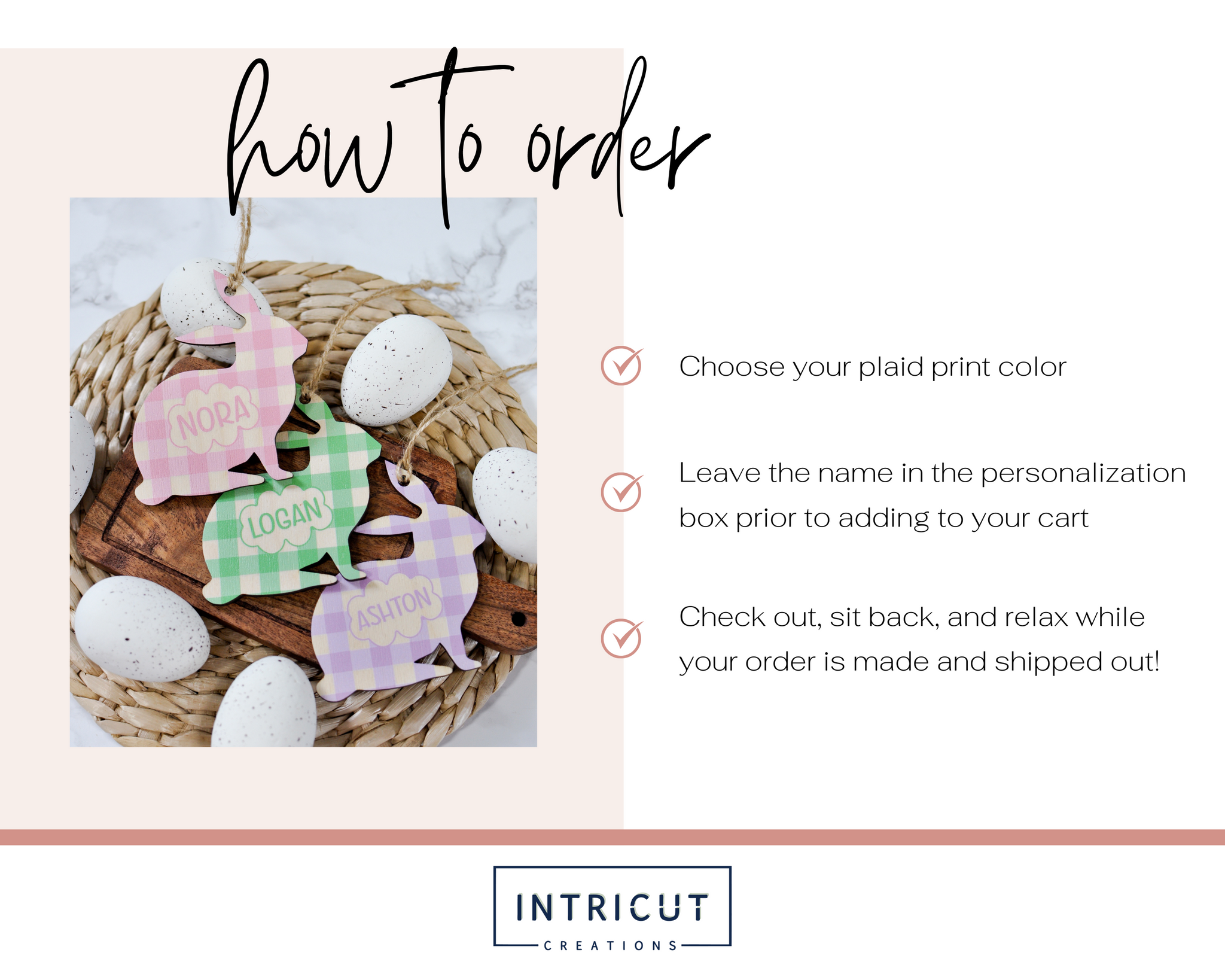 Wood Plaid Easter Basket Tags | Personalized Kid's Easter Name Tags ...
