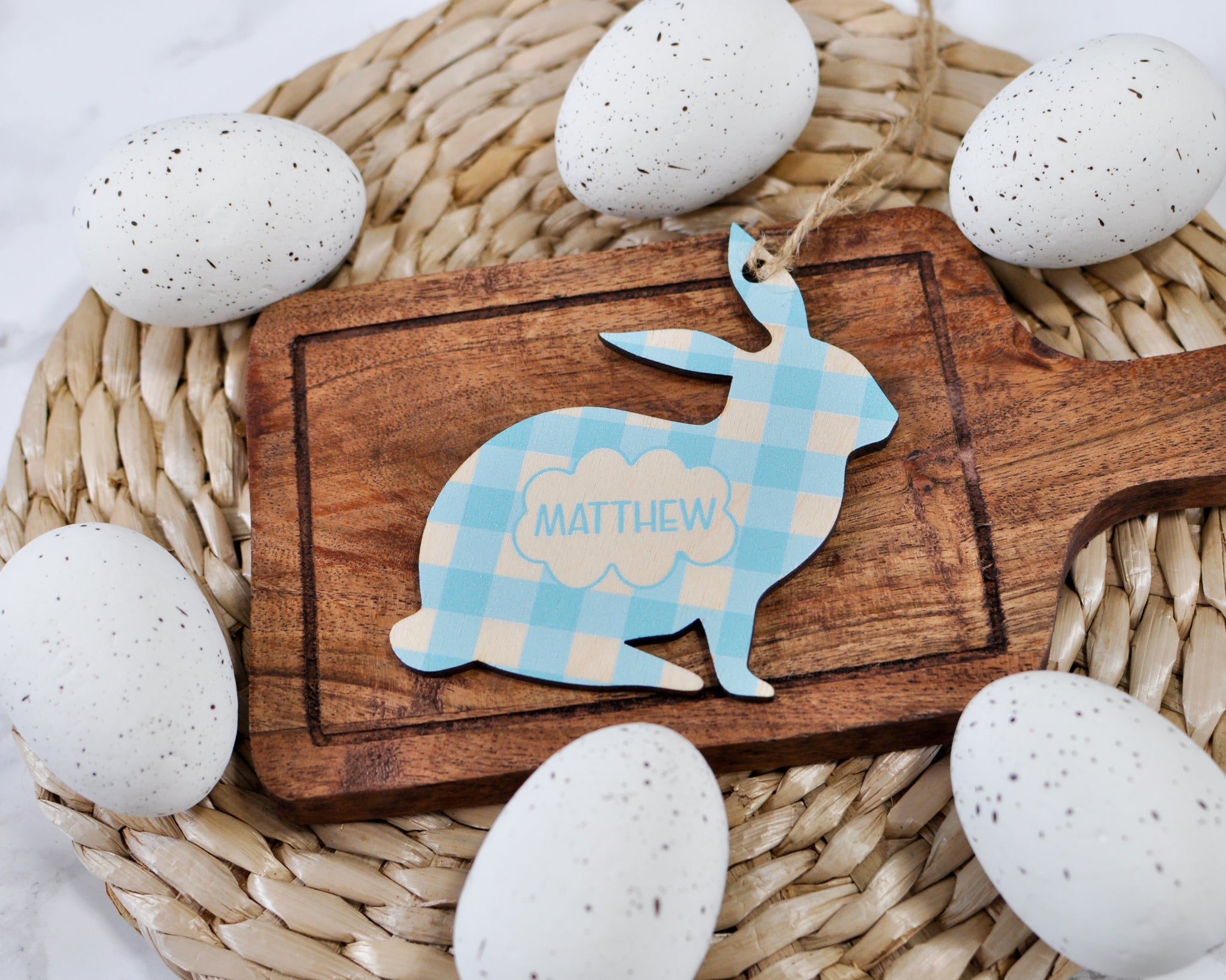 Wood Plaid Easter Basket Tags | Personalized Kid's Easter Name Tags ...